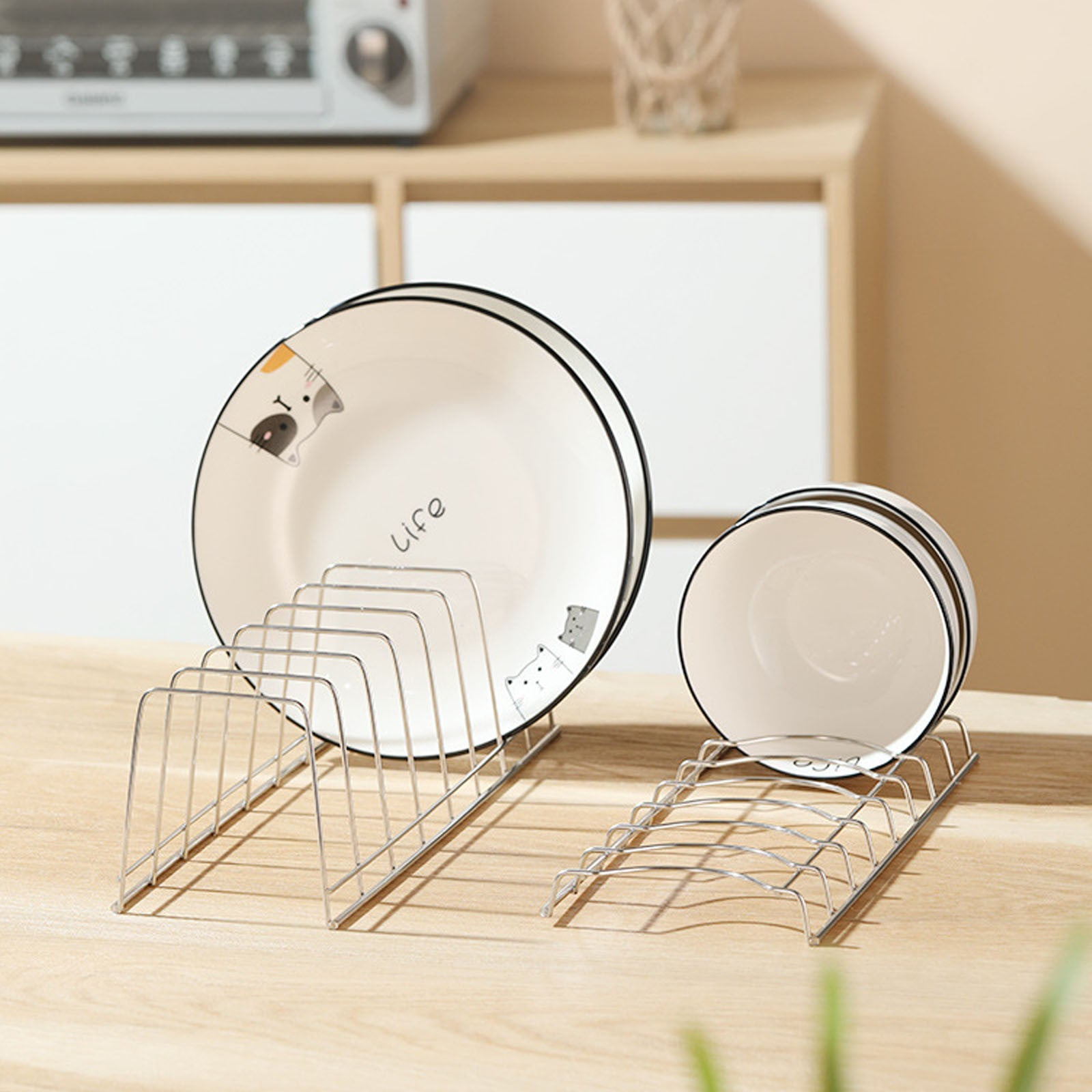 YCCMML Pot Lid Organizer, Stainless Steel Drawer Dish Rack & Drain ...