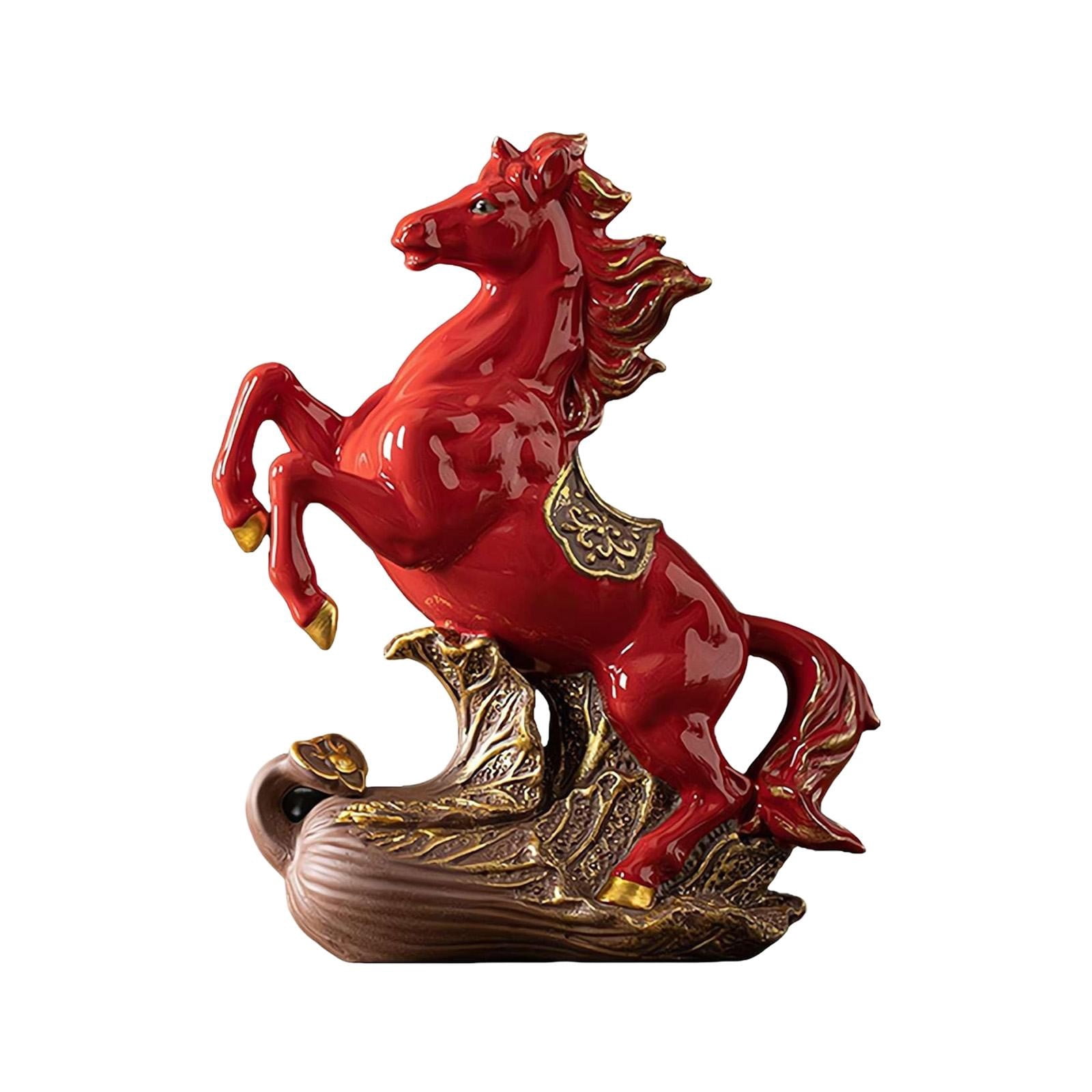 YCCMML Red Horse Figurine, Ceramic Chinese Fire Horse Statue for Year ...