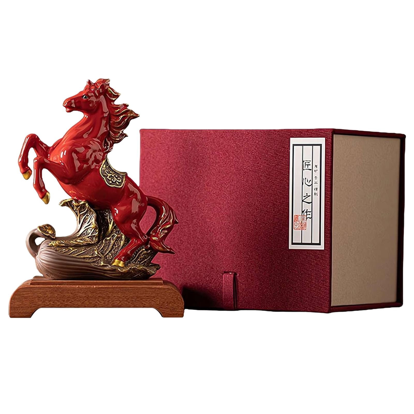 YCCMML Red Horse Figurine, Ceramic Chinese Fire Horse Statue for Year ...