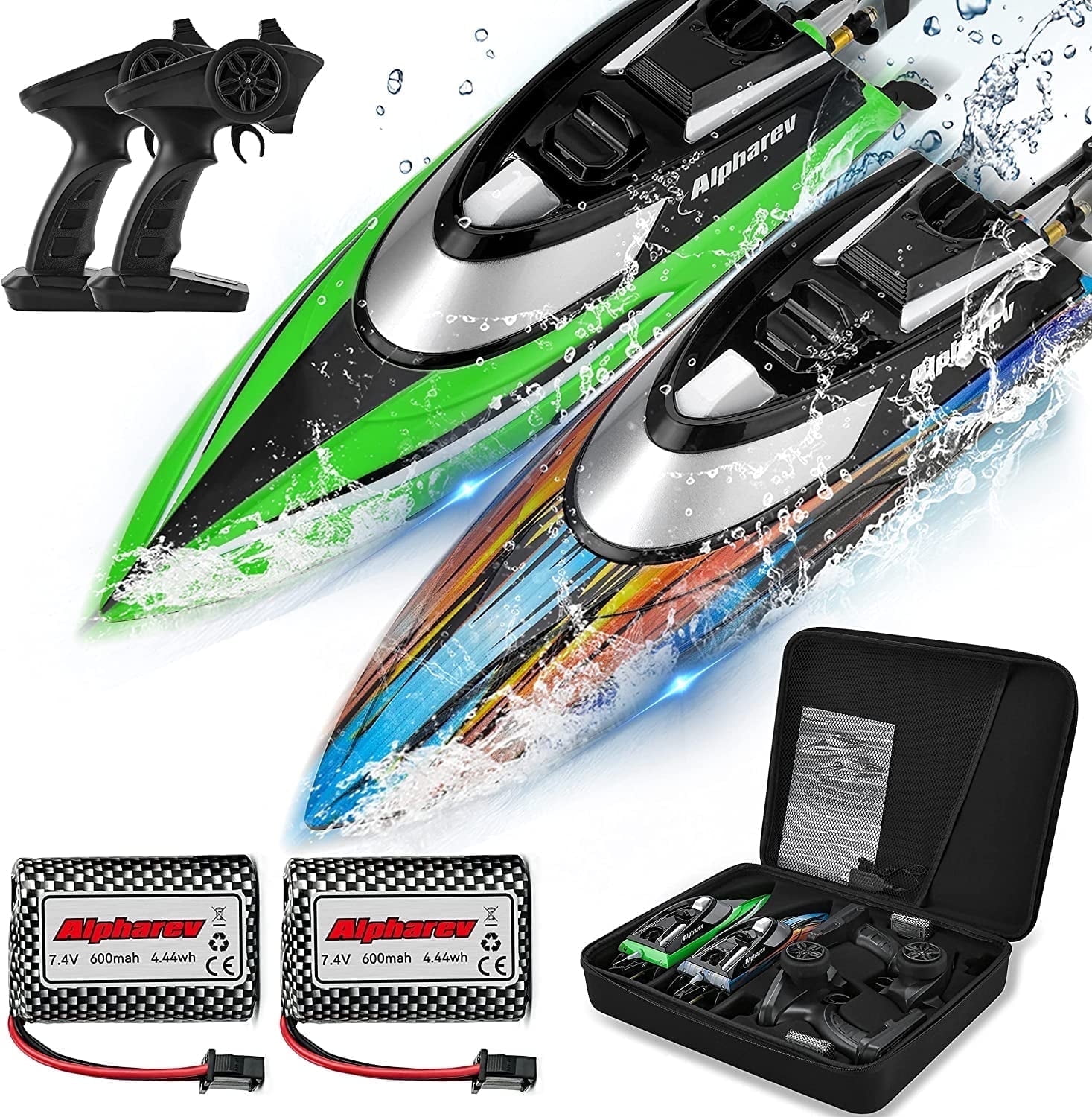 YCFUN RC Boat 2 Pack, 20+ MPH, Remote Controlled Speed Boat with Case ...