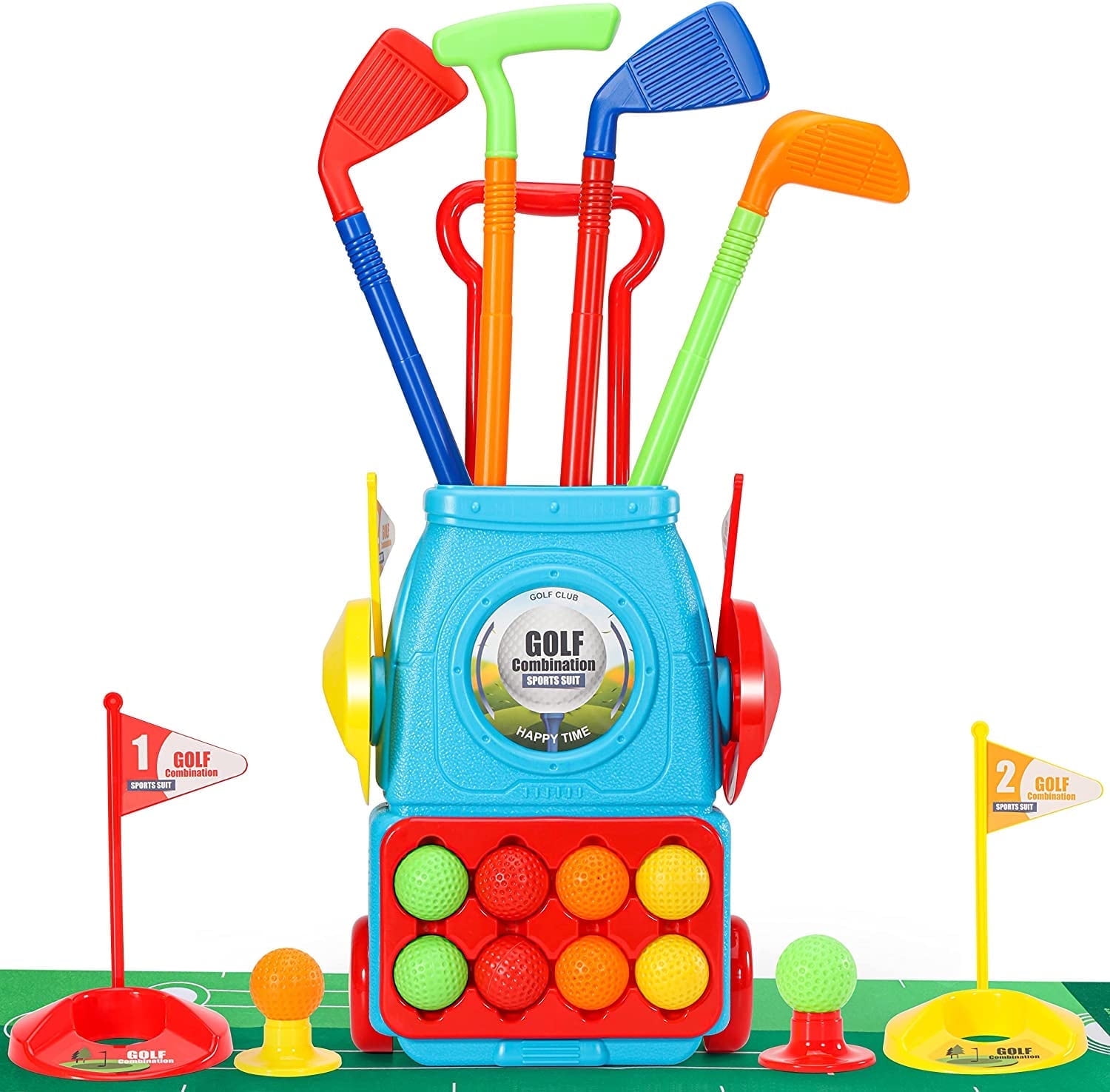 YCFUN Kids Golf Toy Set, Toy Golf Clubs with Cart for Toddlers Kids 2-5 ...