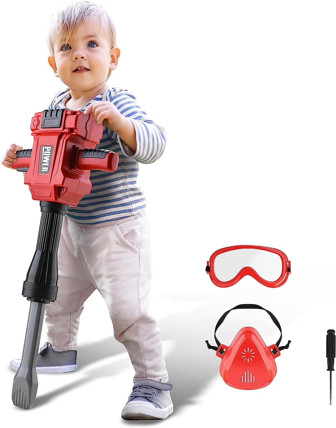 YCFUN Kids Construction Sets, Pretend Play Jack Hammer Toy with Sound ...