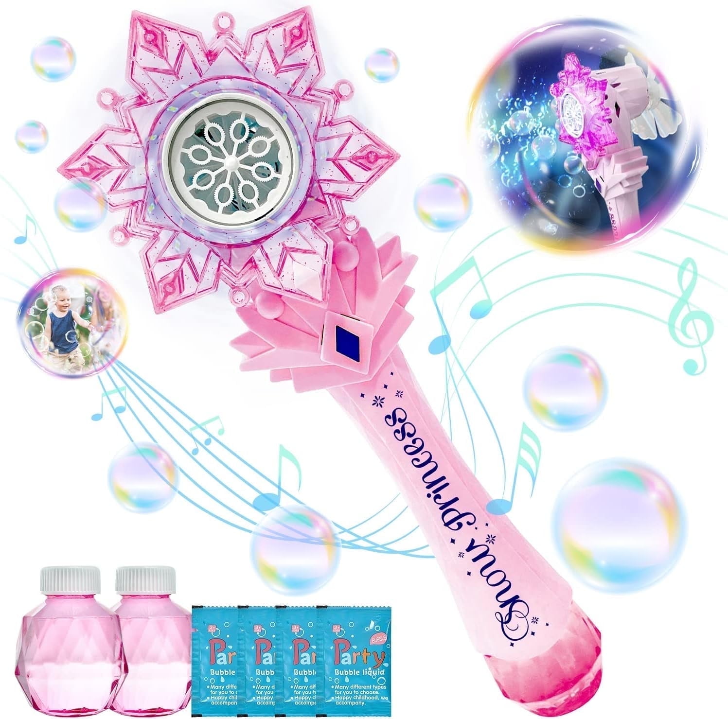 YCFUN Princess Magic Bubble Wand Bubble Machine Bubble Gun Frozen Toys ...