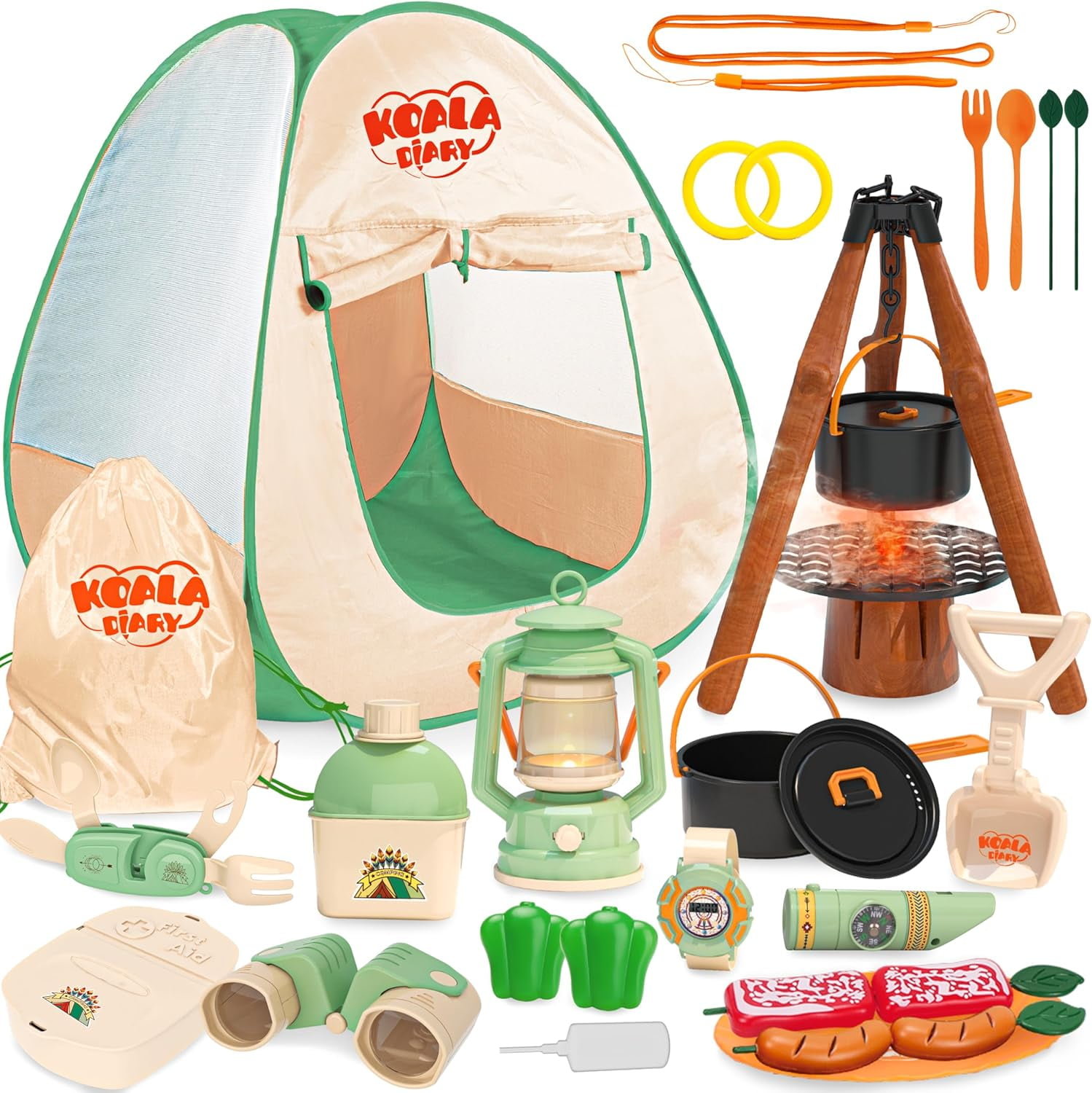 YCFUN Kids Camping Set with Tent, 41Pcs Pretend Play Camping Toys for ...