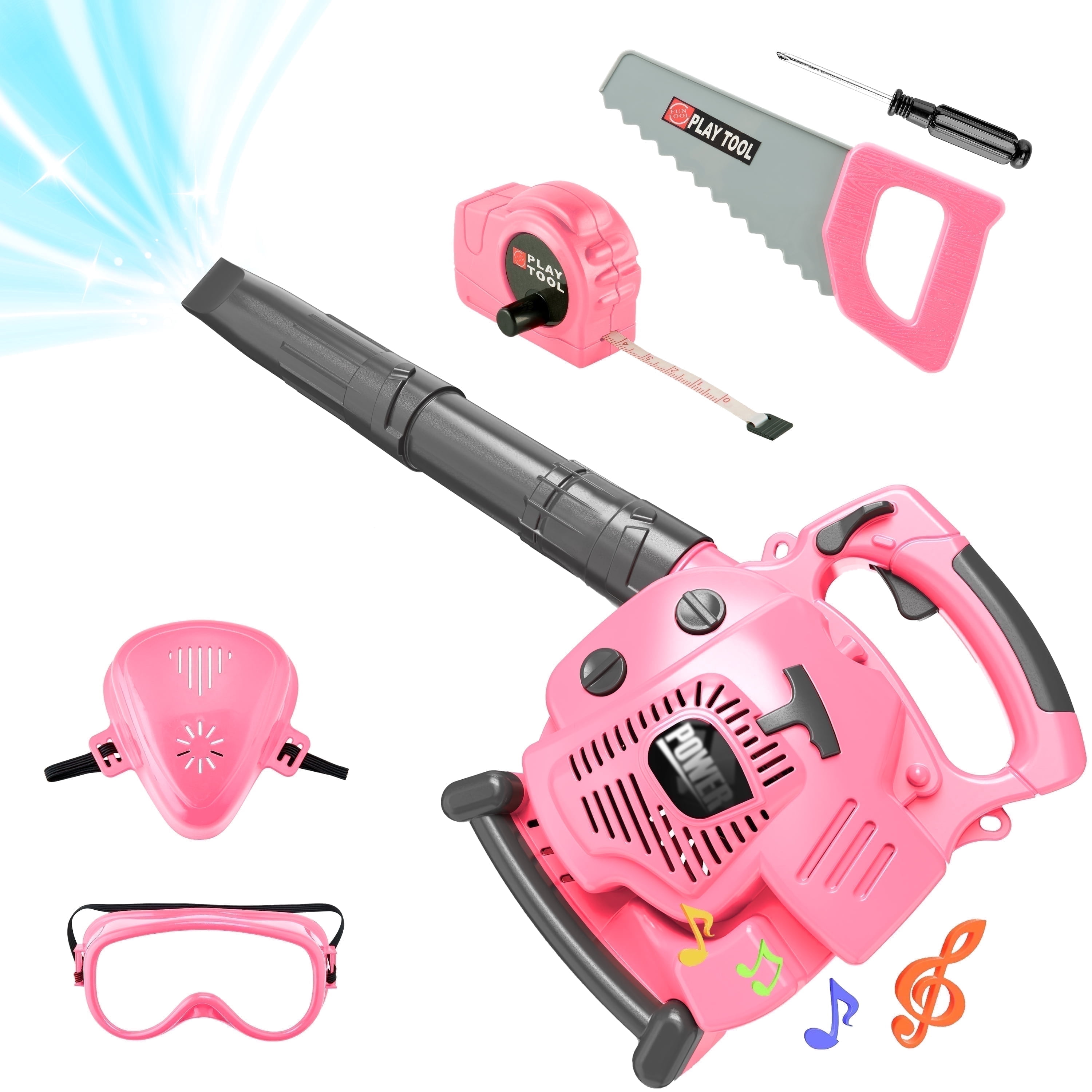 YCFUN Toy Leaf Blower for Kids Gardening Tools Set Pink Realistic Air ...