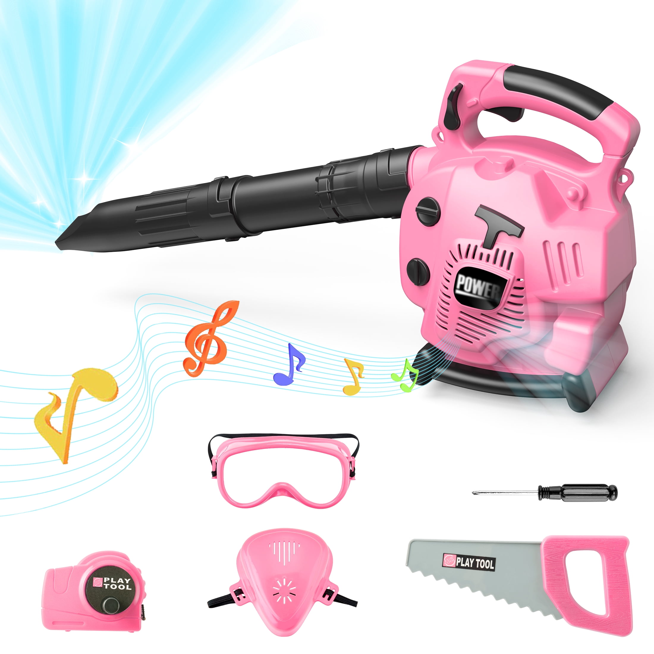 YCFUN Toy Leaf Blower for Kids Gardening Tools Set Pink Realistic Air ...