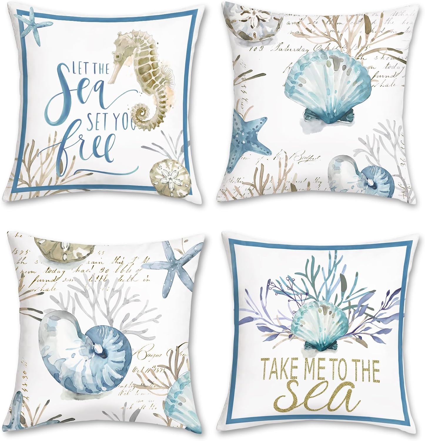 Yirtree Mediterranean Nautical Outdoor Throw Pillow Covers Beach ...