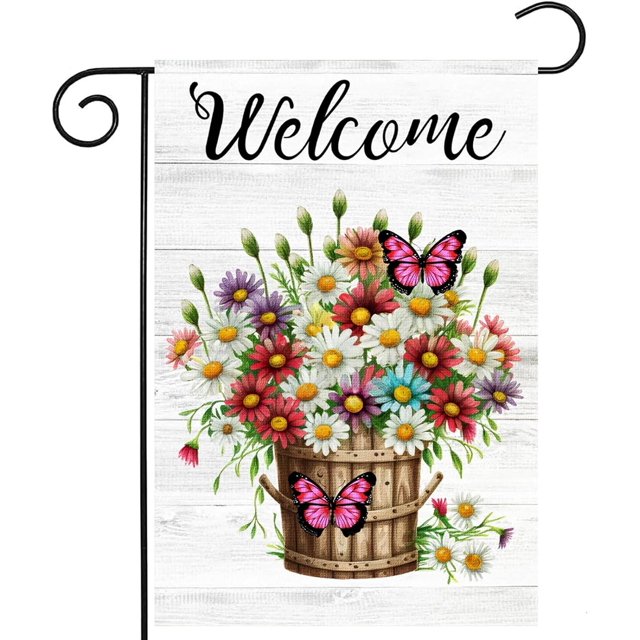 YCHII Spring House Flag 28x40 Inch Double Sided Outdoor Welcome Floral ...