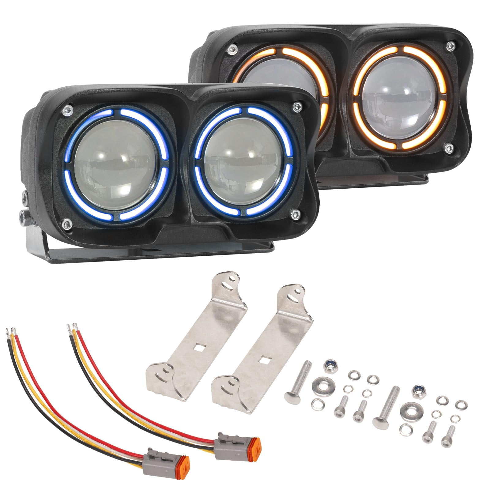 YCHOW-TECH 7 Inch LED IFF17 Light Bar, 2PCS 180W 18,000LM Offroad Fog ...