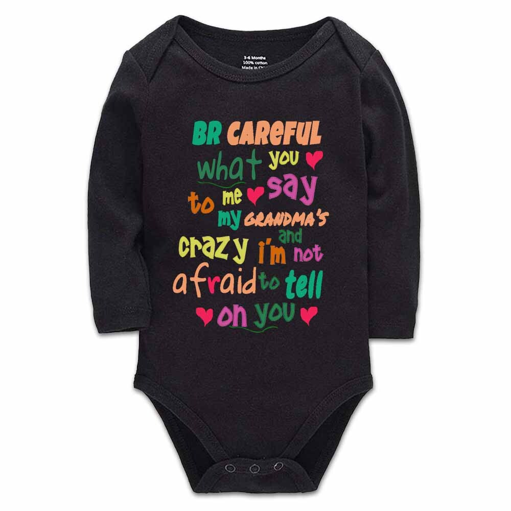 YCICIVDee Be Careful Say Me Grandma's/Crazy Funny Baby Bodysuit 9-12 ...