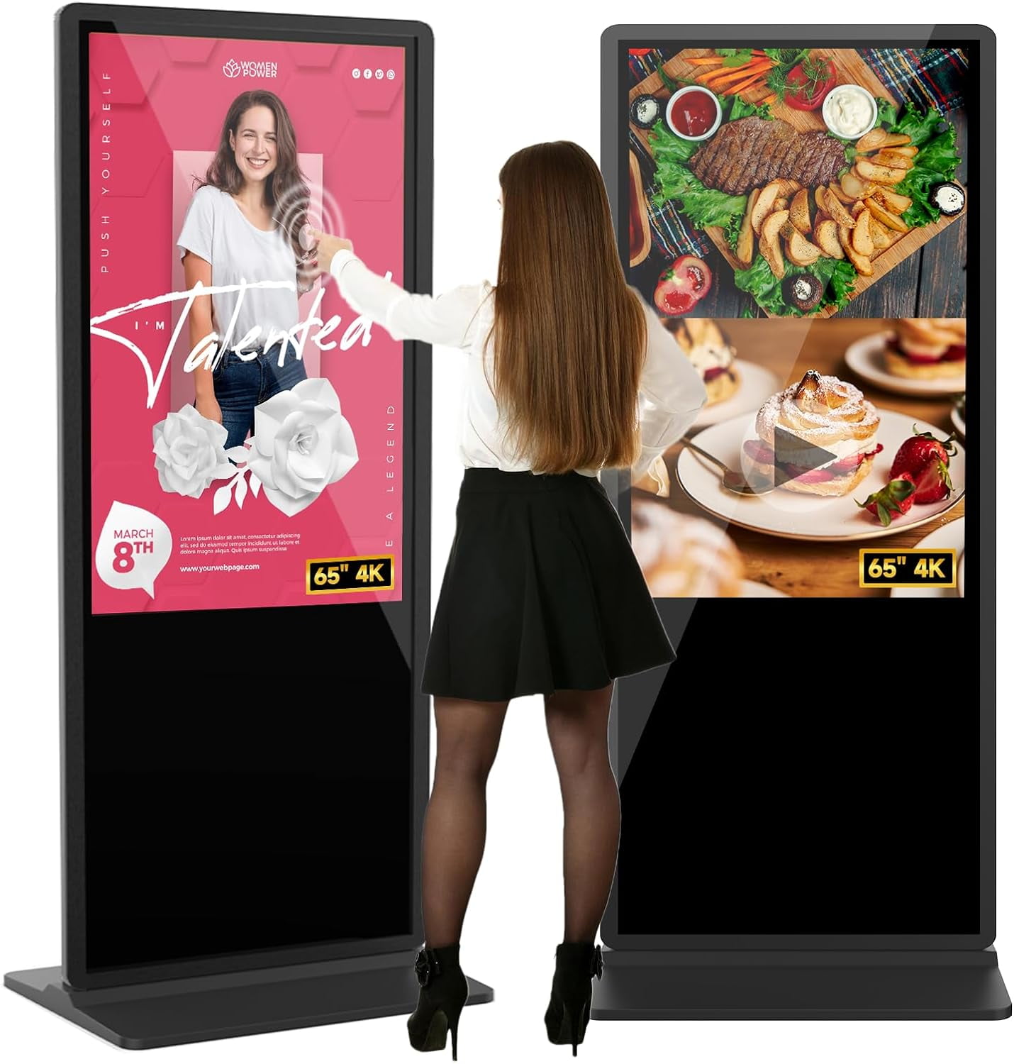 YCKJNB 65'' Smart Touch Indoor Digital Kiosks, Full HD LCD, WiFi HDMI ...