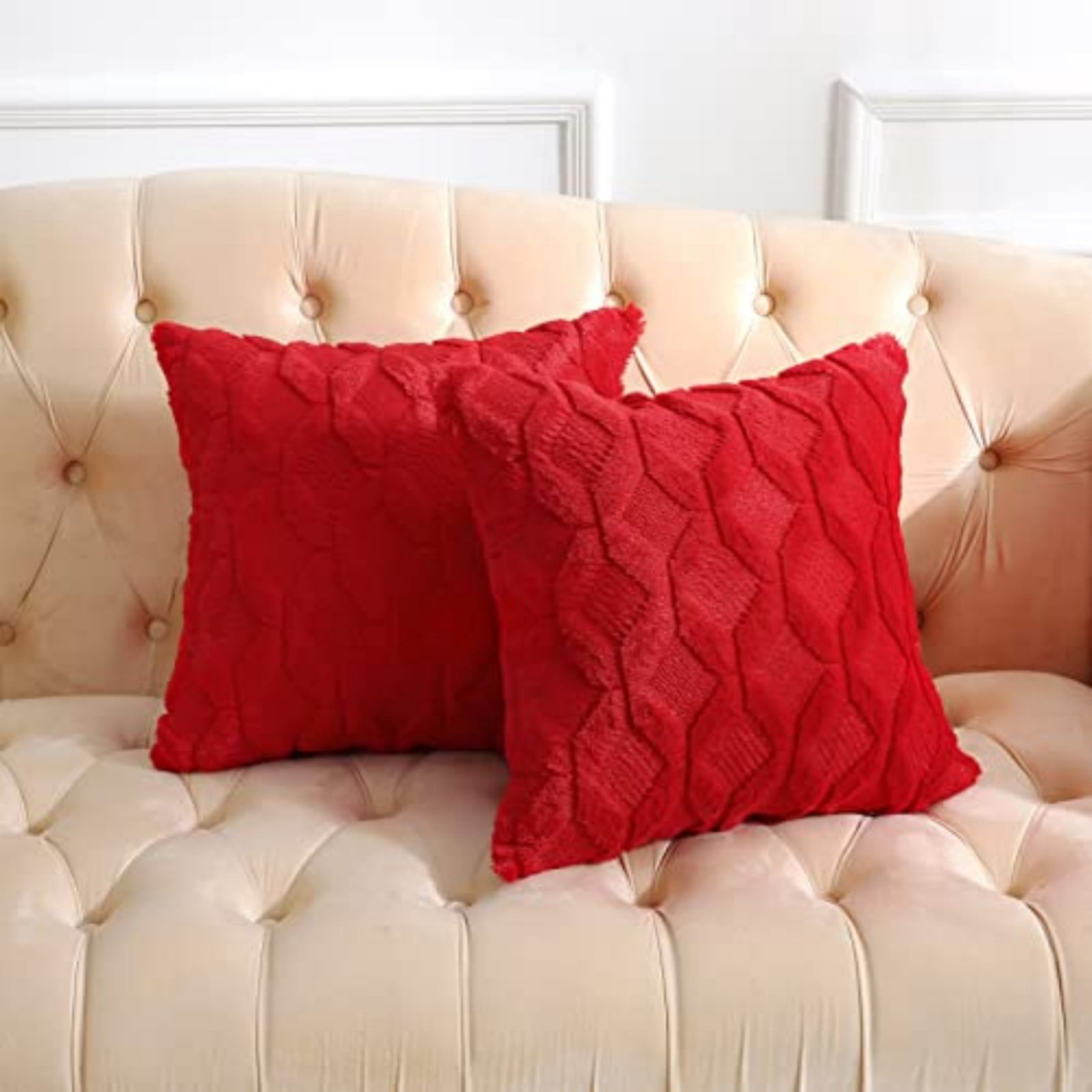 YCLife Decorative Throw Pillows for Couch 18x18 inch Faux Wool ...