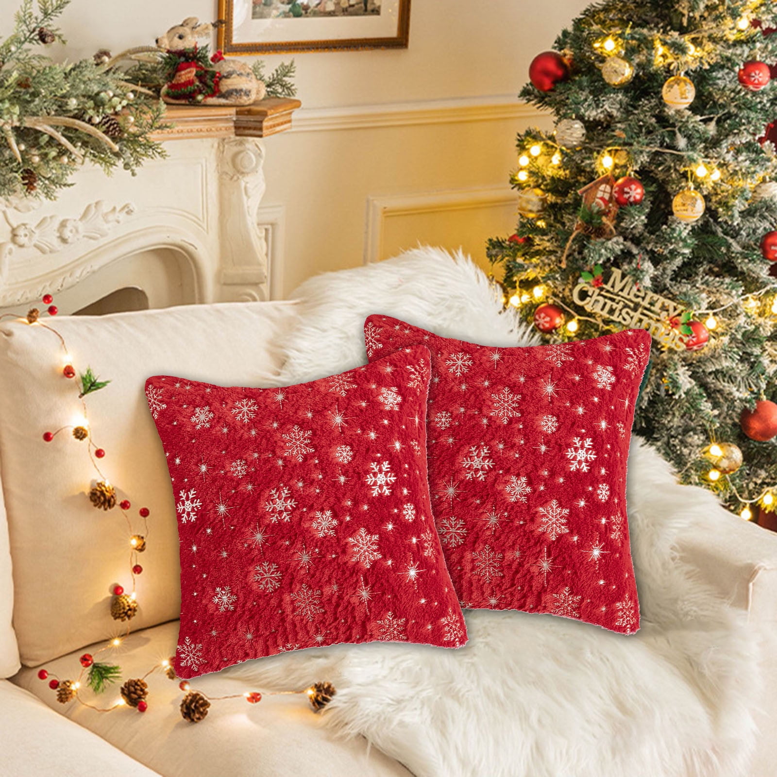 YCLife Soft Fuzzy Decorative Throw Pillows for Couch 18" x 18 ...