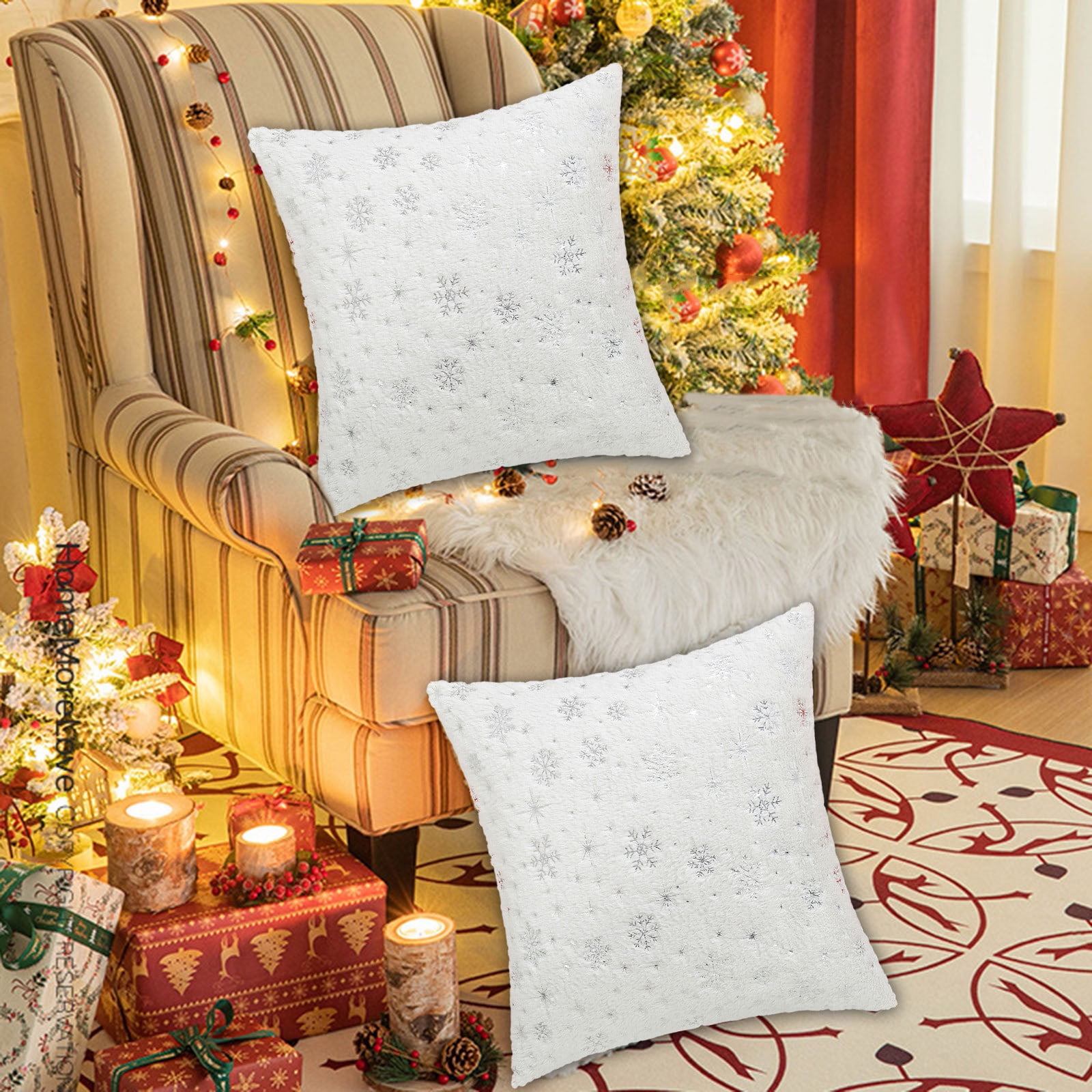 YCLife Soft Fuzzy Decorative Throw Pillows for Couch 18" x 18 ...