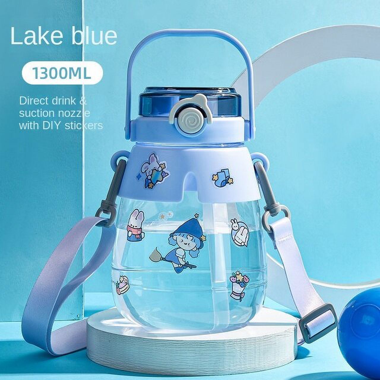 YCNYCHCHY 1.3L Water Bottle Children'S Straw Water Cup For School Girls Large-Capacity Big Belly ...