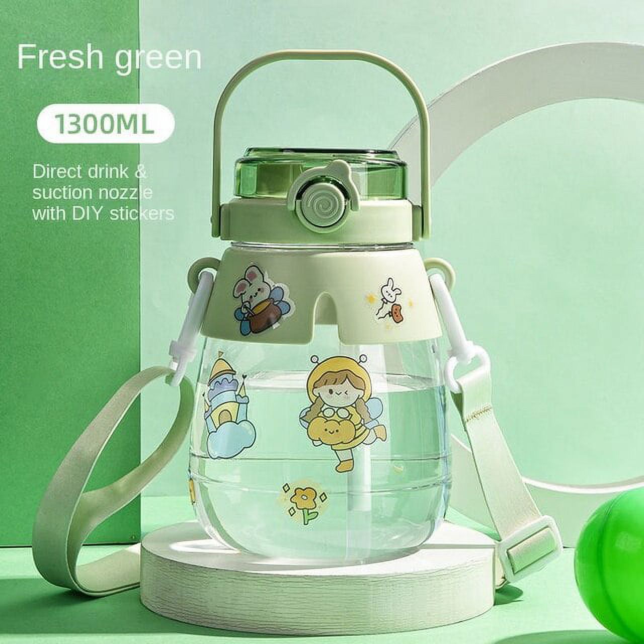 YCNYCHCHY 1.3L Water Bottle Children'S Straw Water Cup For School Girls Large-Capacity Big Belly ...