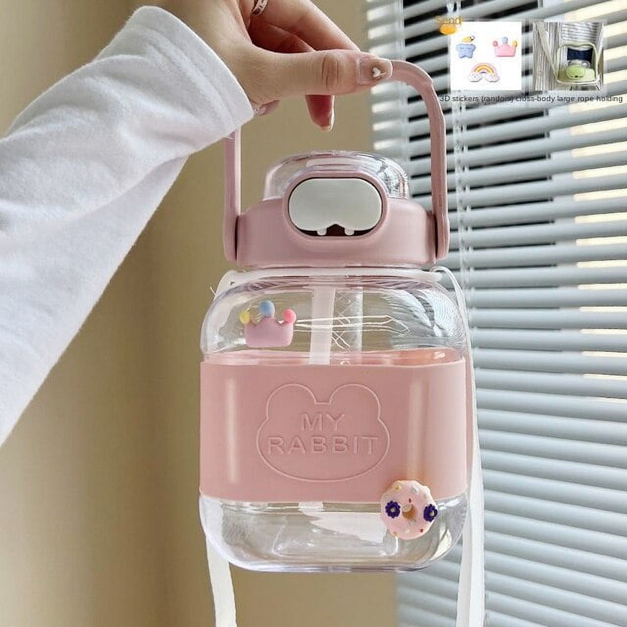 YCNYCHCHY 1400/1600 ML Sports Water Cup Girls Large-Capacity Water Bottle Summer Straw Plastic ...