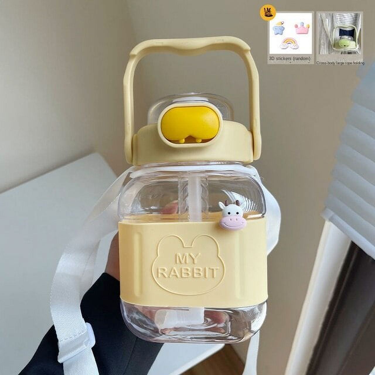 YCNYCHCHY 1400/1600 ML Sports Water Cup Girls Large-Capacity Water Bottle Summer Straw Plastic ...