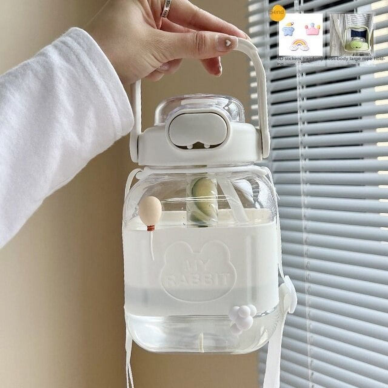 YCNYCHCHY 1400/1600 ML Sports Water Cup Girls Large-Capacity Water Bottle Summer Straw Plastic ...