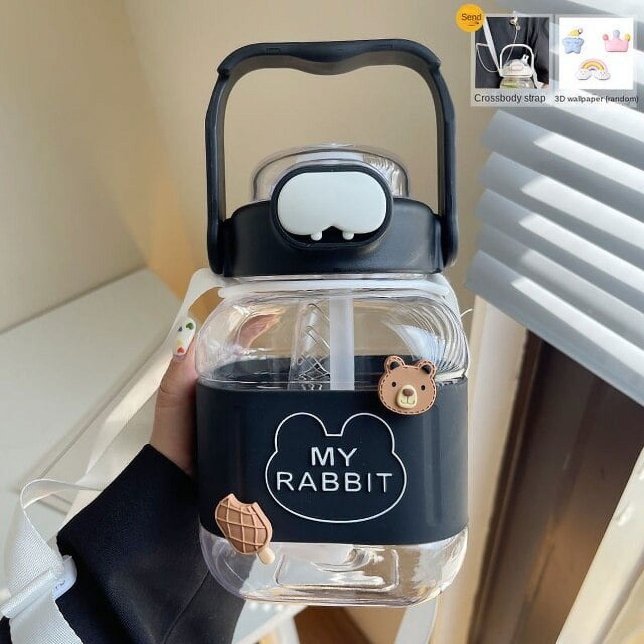 YCNYCHCHY 1400/1600 ML Sports Water Cup Girls Large-Capacity Water Bottle Summer Straw Plastic ...