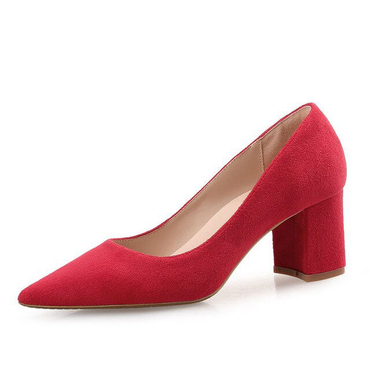 YCNYCHCHY 2022 New Split Leather Red Pointed Toe Thick High Heels ...