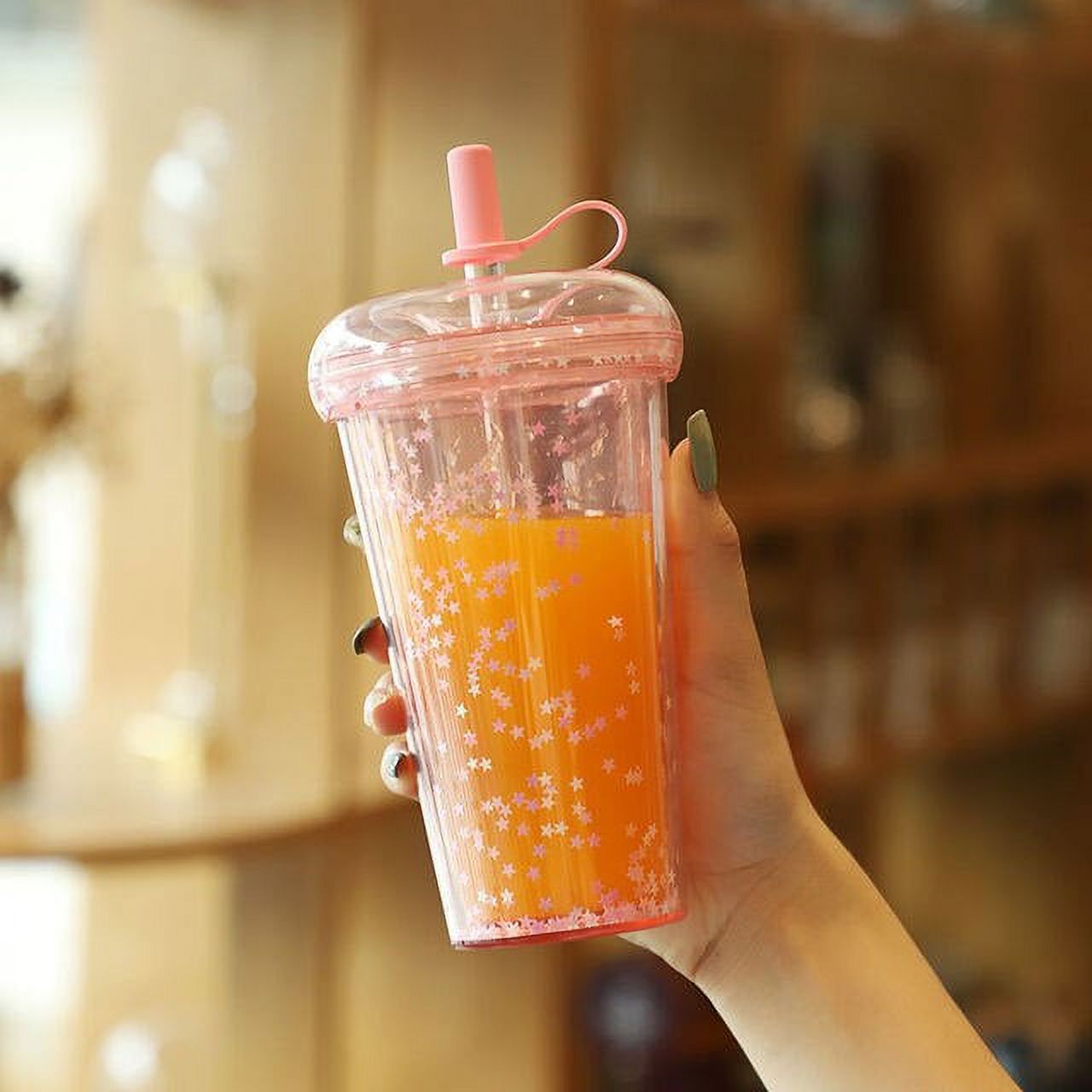 YCNYCHCHY 320/420/520 ML Water Bottles 10.8/14/17.5 Oz Breathable Pearl Milk Tea Cup with Straw ...