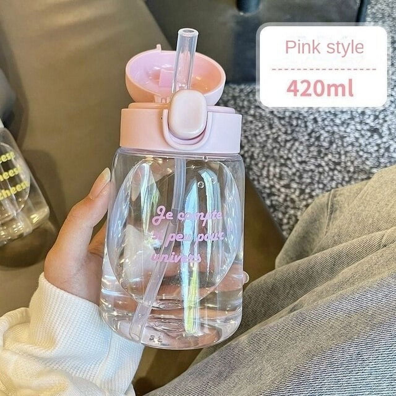 YCNYCHCHY 400 ML Sports Water Bottle Belly Water Cup Student Transparent Letter With Mini Water ...