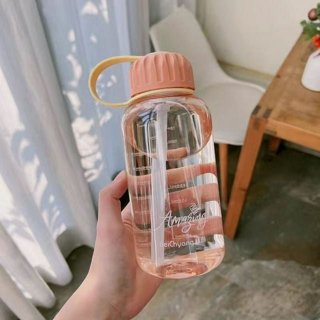 YCNYCHCHY 500/700/850ML Water Bottle Plastic Cup With Straw Small Cute Portable Girl Student ...