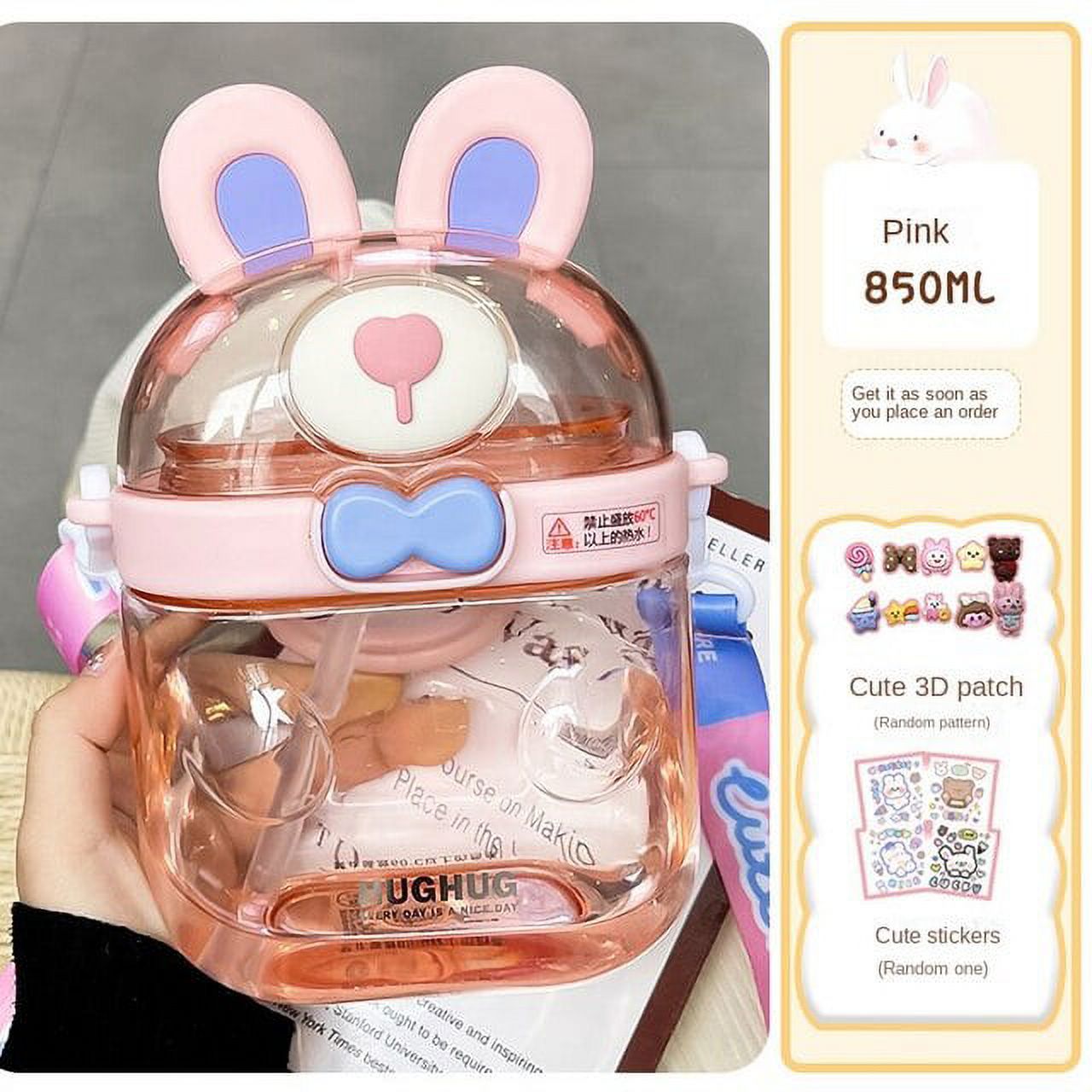 YCNYCHCHY 850 ML Sports Water Bottle Water Cup Girl Children Straw Plastic Cup Student Portable ...