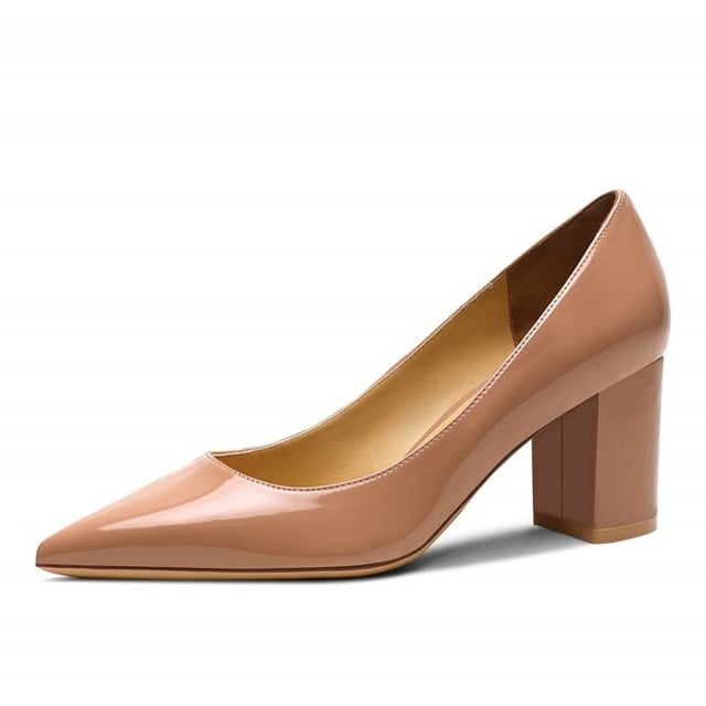 YCNYCHCHY Autumn Square High Heels Pumps Full Genuine Leather Elegant ...