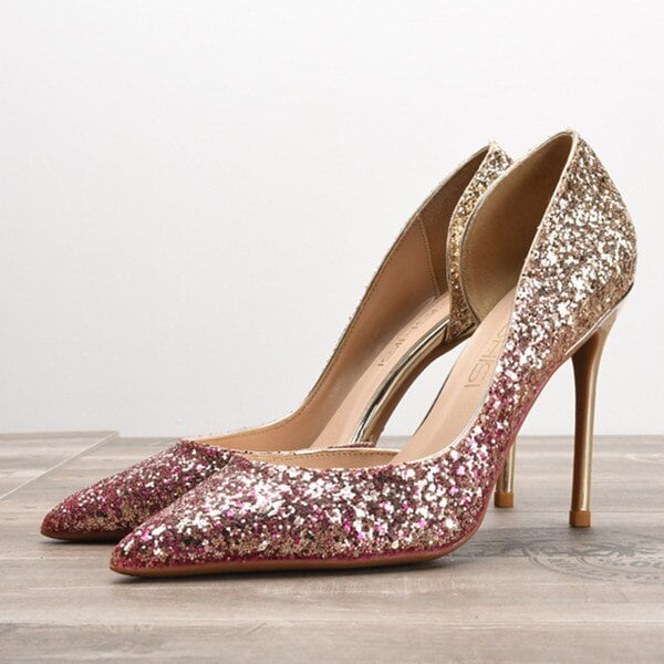 YCNYCHCHY Big Size 34-46 Elegant Romantic Shiny Pumps Fashion Woman ...