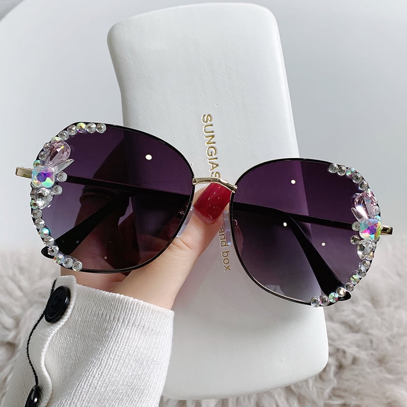 YCNYCHCHY New Large Frame Polarized Diamond Studded Sunglasses For ...