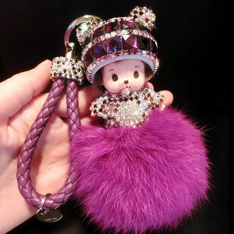 YCNYCHCHY Rhinestone Keychain Pendant With Diamond Inlaid Plush Small ...