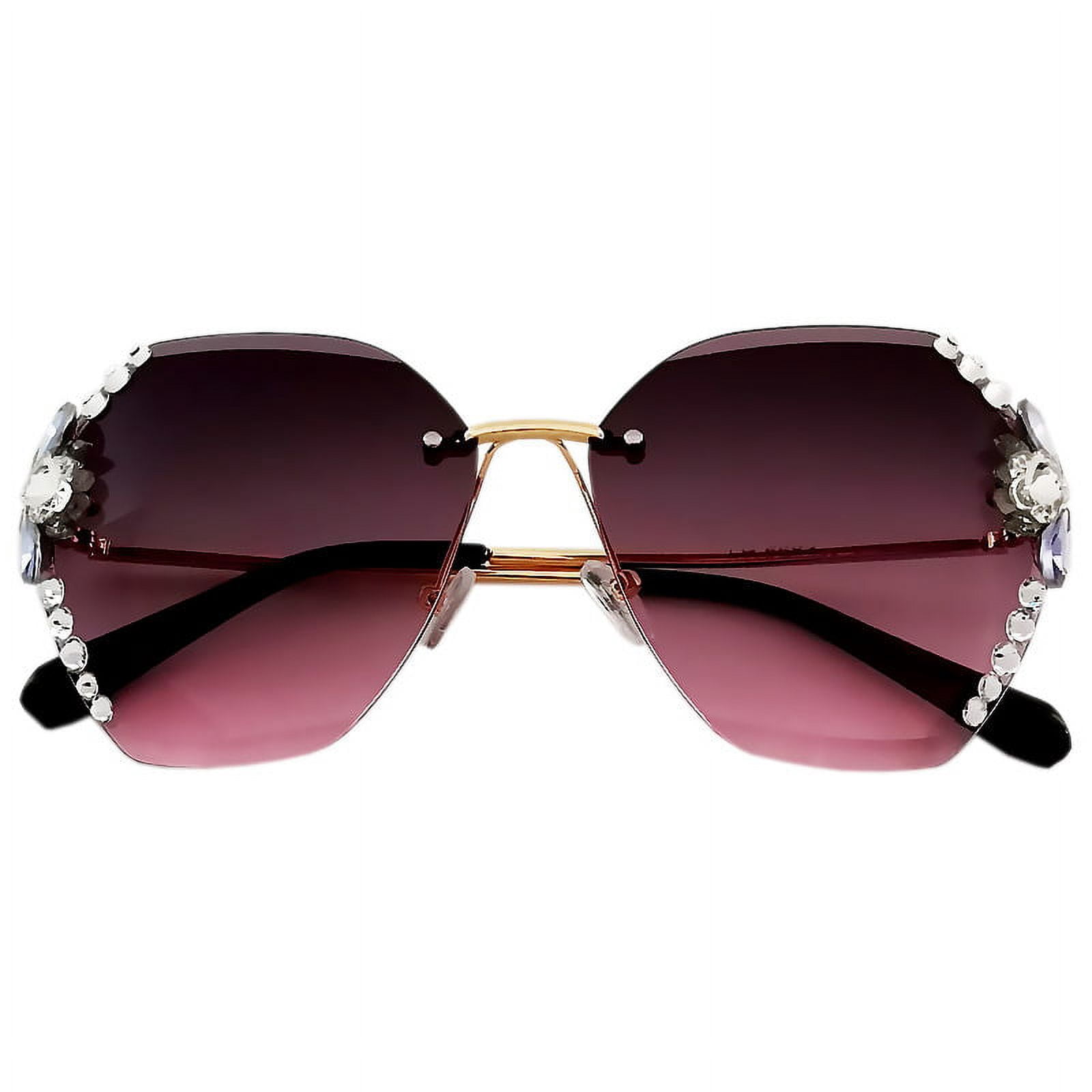 YCNYCHCHY Rhinestone Rimless Cut Sunglasses For Women Ins High Sense ...
