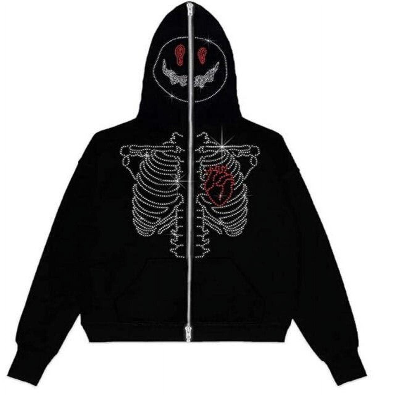 YCNYCHCHY Spring 2023 New Women Y2K Skeleton Hoodies pastel goth Jacket Streetwear Skull ...