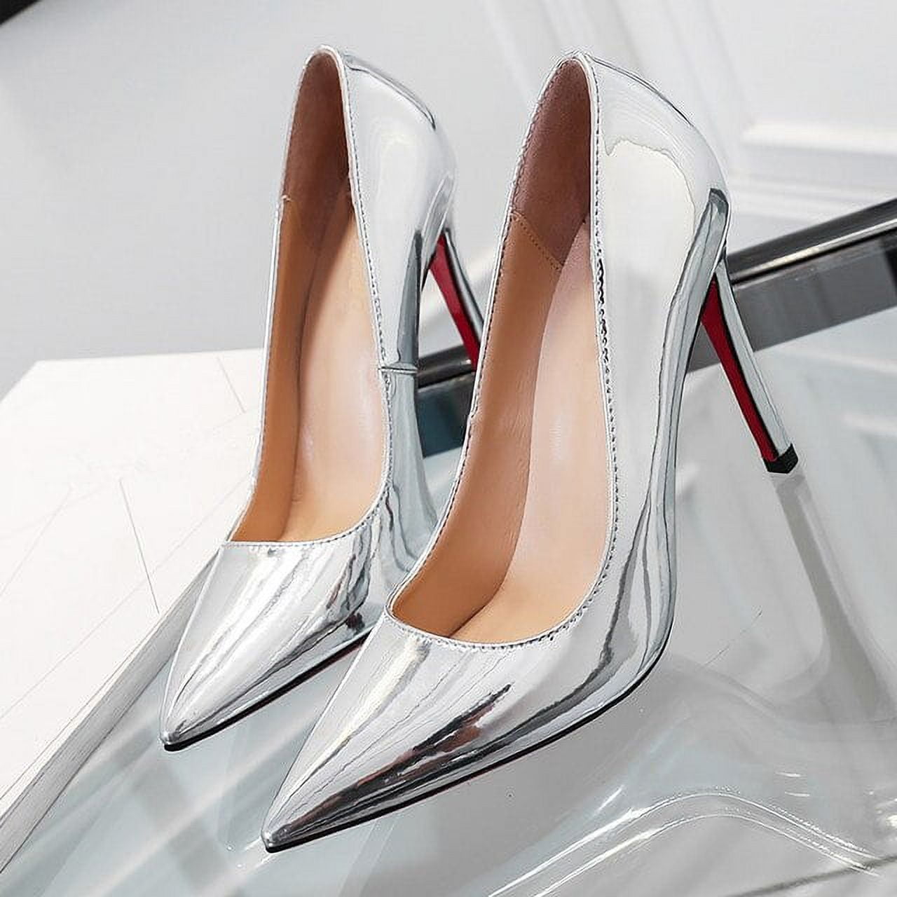 YCNYCHCHY Spring New Pointed Toe Thin High Heels Patent Leather ...