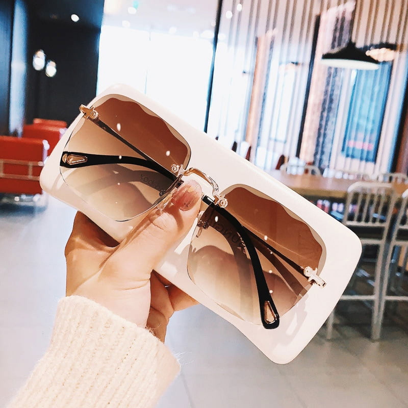 YCNYCHCHY Square Sunglasses For Women In INS With A Large Face That ...