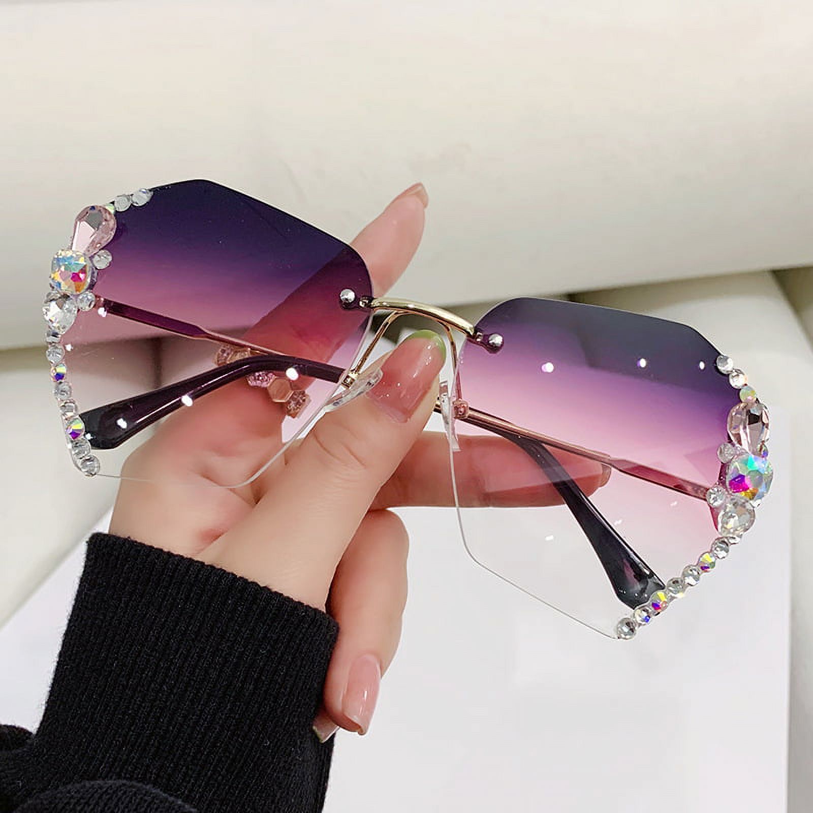 YCNYCHCHY Sunglasses For Women New Fashion UV Resistant Rhinestones Large Face Slimming ...