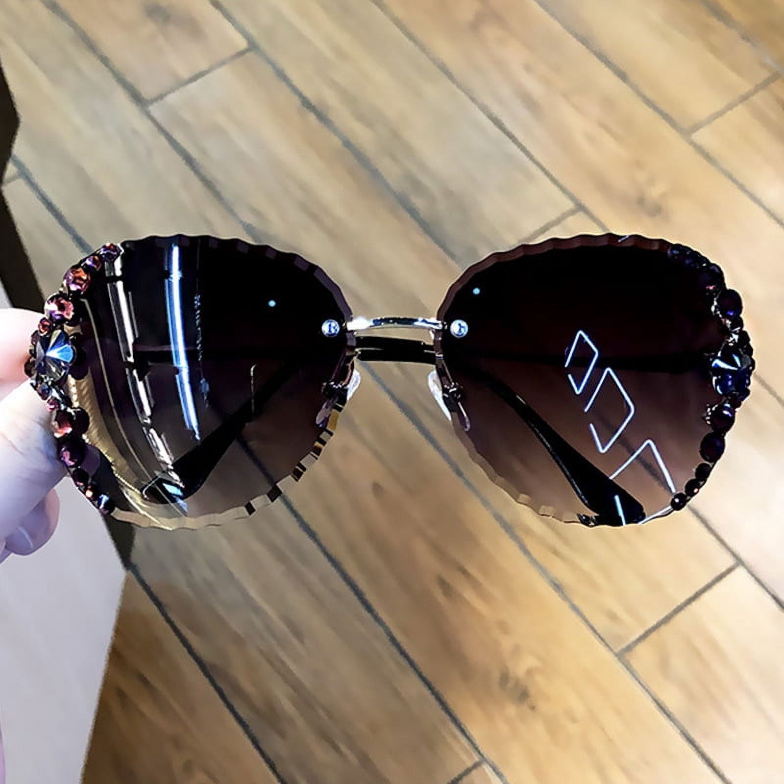 YCNYCHCHY Sunglasses For Women With Diamond Inlay Trendy Round Face ...