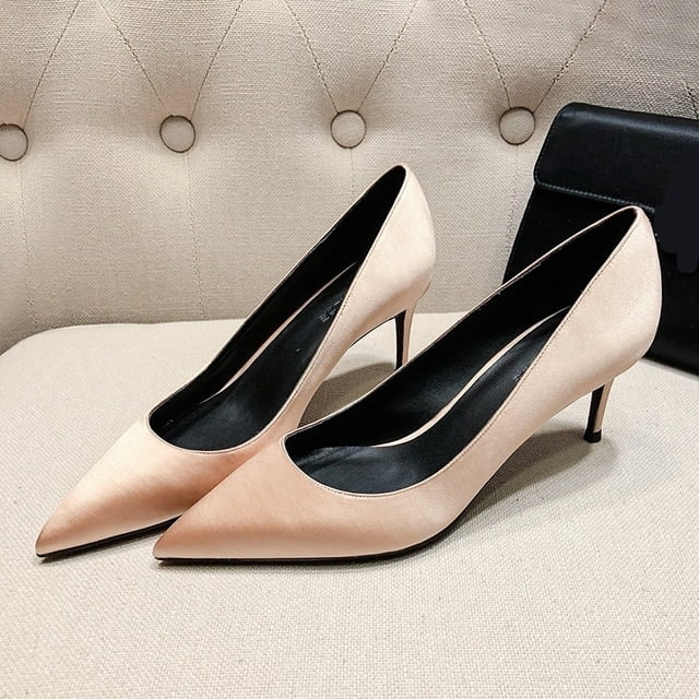 YCNYCHCHY Women Office Shoes Red Black Silk Pump Sexy Luxury 6cm Thin ...