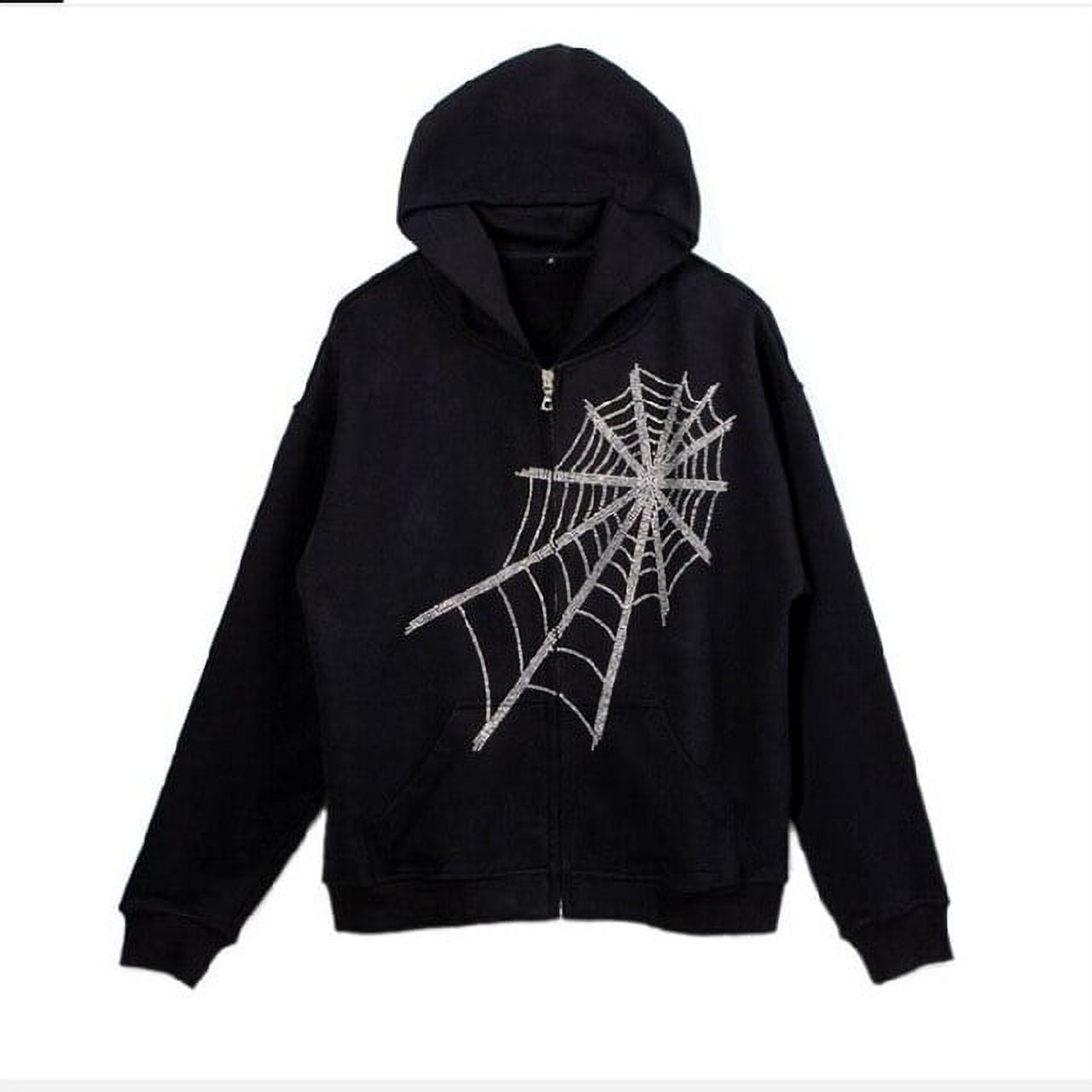 YCNYCHCHY Y2K Rhinestone Cobweb Zip Up Hoodie Women Streetwear Oversized Sweatshirt 2023 Spring ...