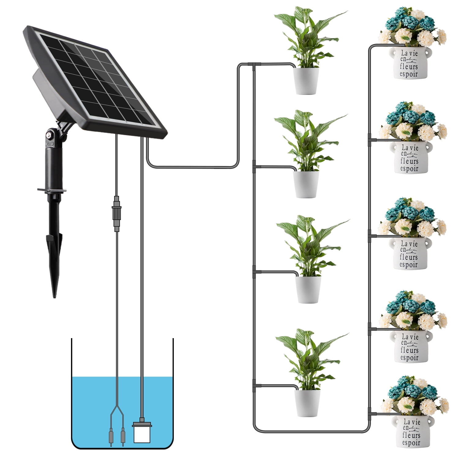 YCRJNB Solar irrigation system Power Rechargeable Drip Irrigation Kit ...