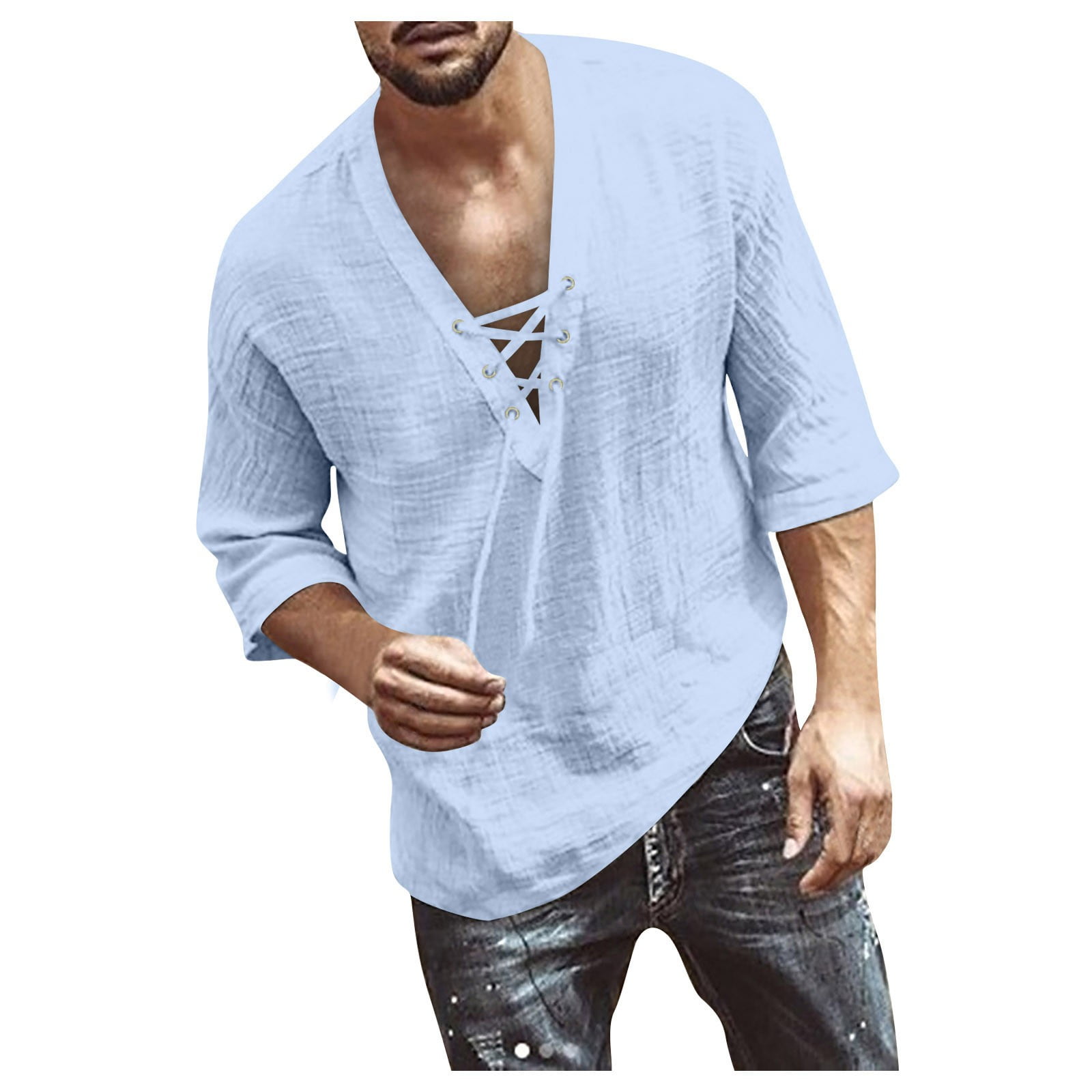 YDDIAN Mens Medieval Pirate Shirt Steampunk Renaissance Viking Retro ...