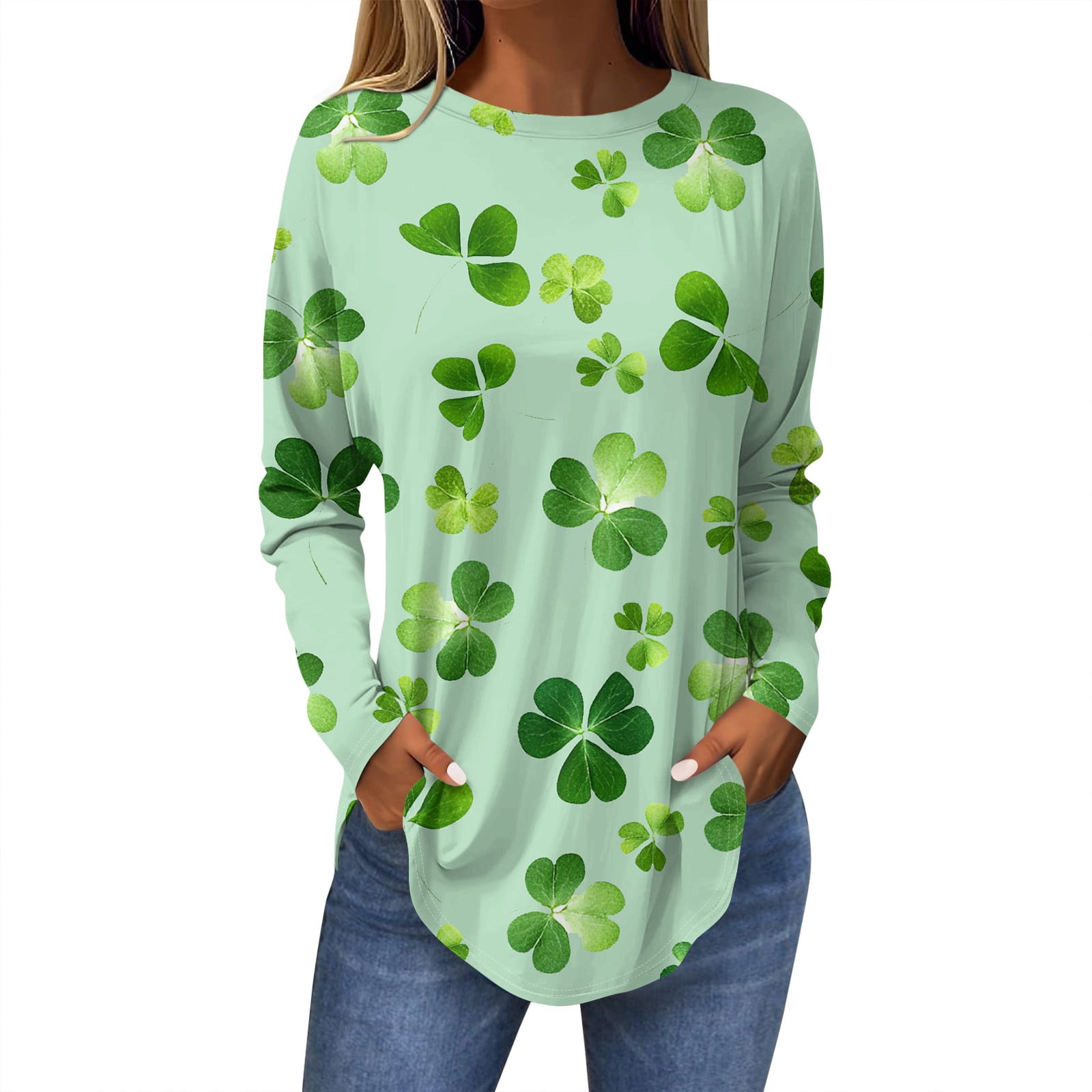 YDDIAN St Patrick's Day Tunic Tops for Women Round Neck Graphic Long ...
