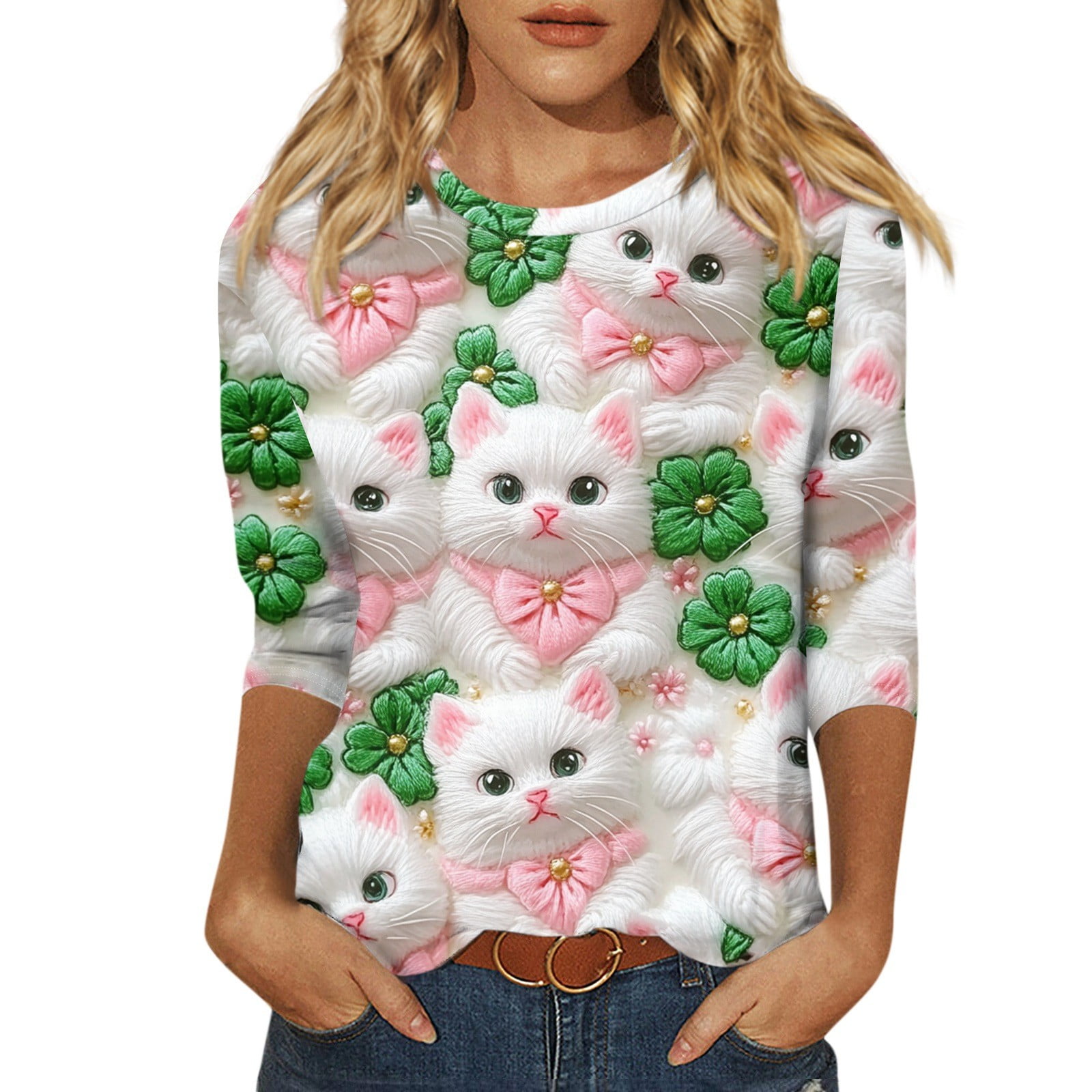 YDDIAN St Patricks Day Top O-Neck Casual Long Sleeve St. Patrick ...