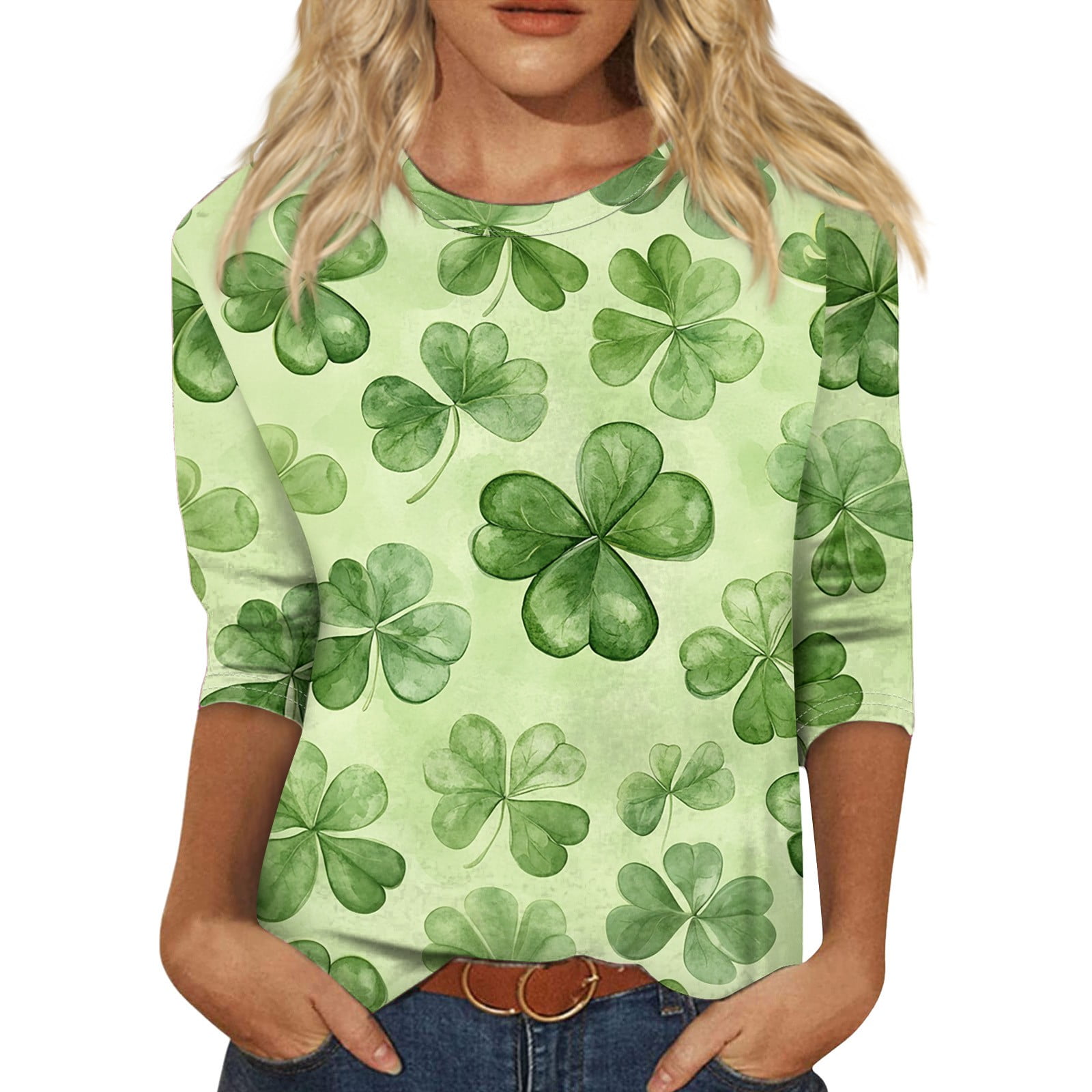 YDDIAN St Patricks Day Top Women O-Neck Casual Long Sleeve Irish ...