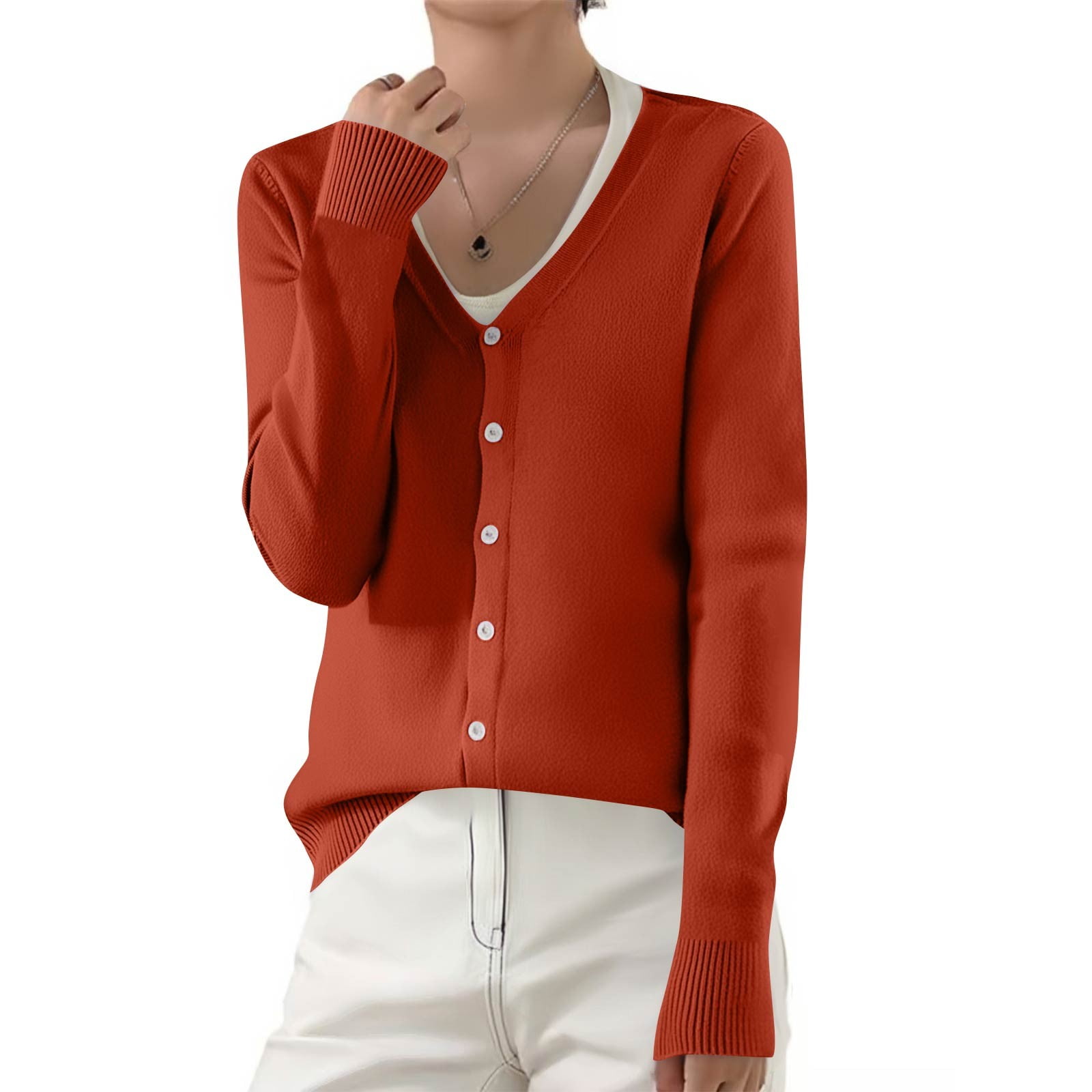 YDDIAN Women's Button Down V-Neck Long Sleeve Knit Cardigan with Sleeve ...
