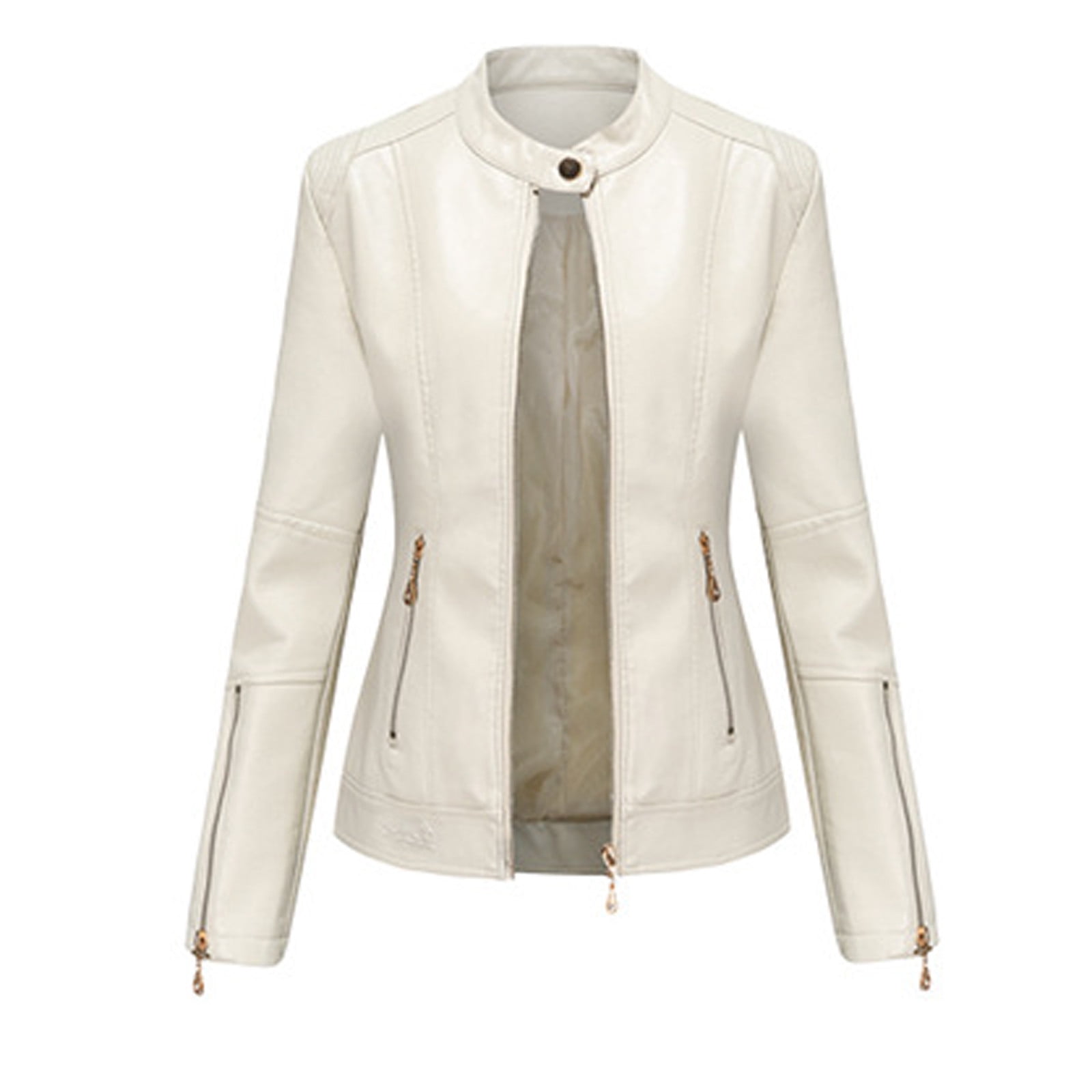 YDDIAN Women's Genuine Leather Jacket, Classic Button Leather Blazer ...
