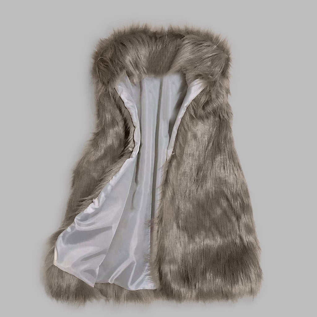 YDDIAN Women's Winter Faux Fur Vest Outerwear Open Front Fuzzy Warm ...