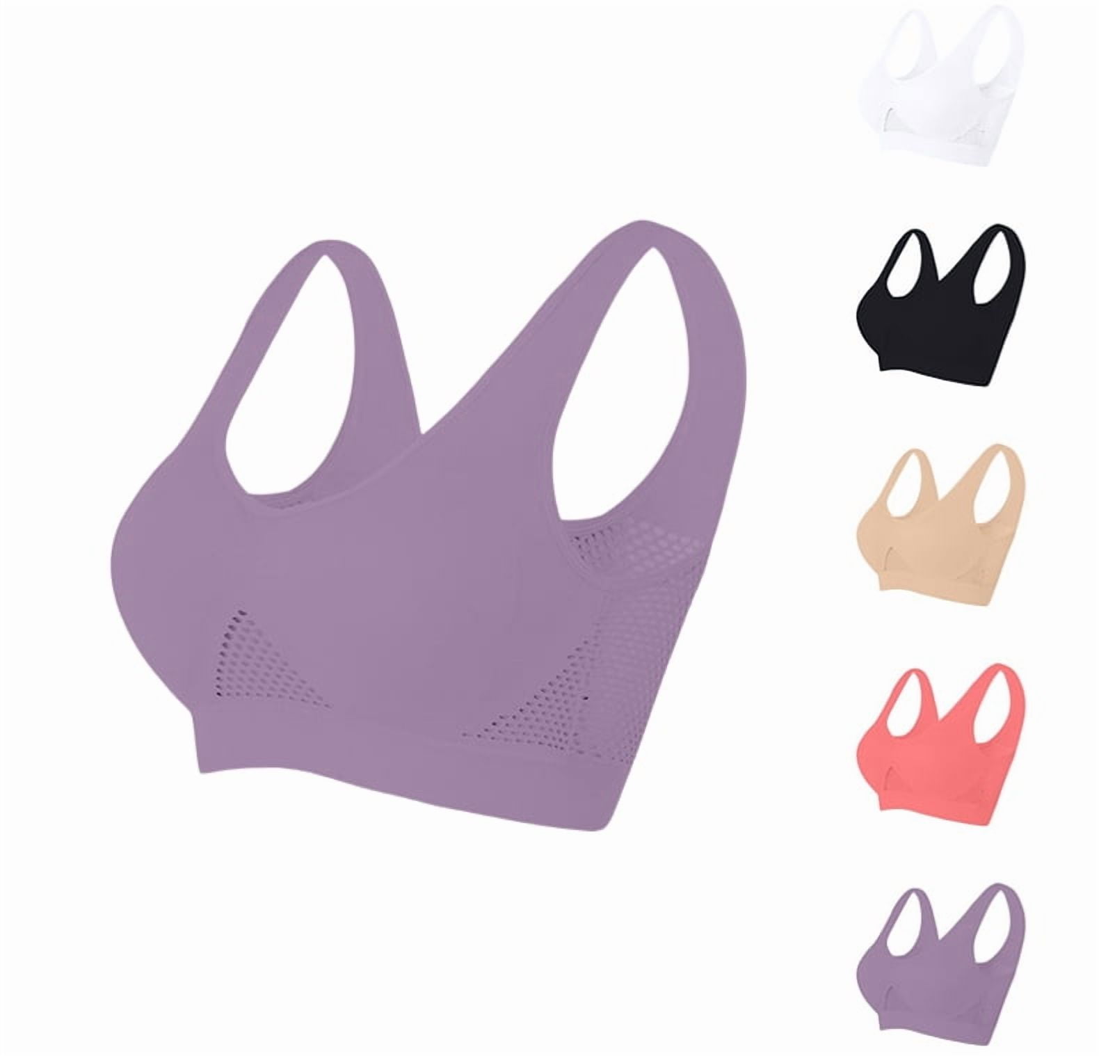 YDDIAN Women's Seamless Ribbed Bra Plus Sized Daily Breathable Sports ...